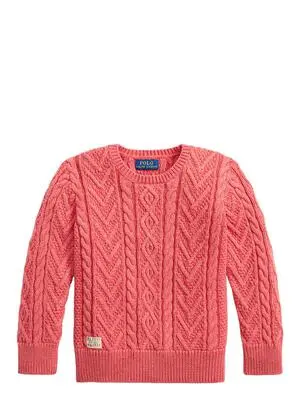 Ralph Lauren Aran-knit Cotton Sweater - Red Heather