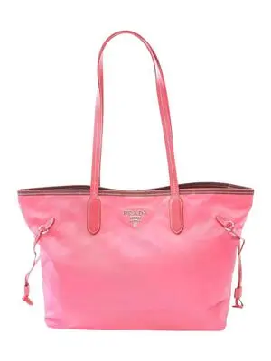 Prada Saffiano Trimmed Tessuto Open Convertible Tote Bag - Pink