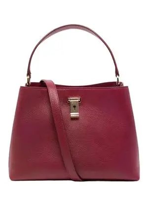 Bally Grained-leather Shoulder Bag With Lock - Red