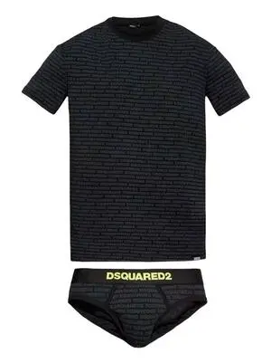 Dsquared2 Logo-print T-shirt And Briefs Set - Black