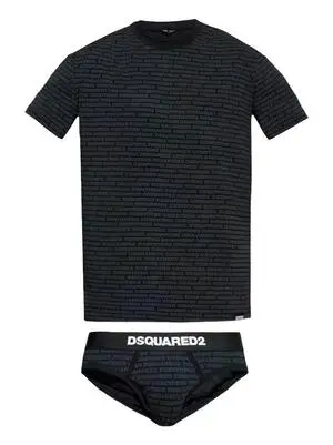 Dsquared2 Logo-print Lounge T-shirt And Briefs Set - Black