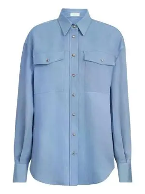 Brunello Cucinelli Viscose And Linen Fluid Twill Shirt - Blue
