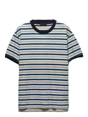 Prada Striped Cotton T-shirt - Neutrals