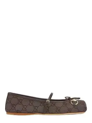 Gucci Horsebit Strap-detail Ballet Flats - Brown