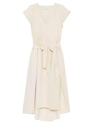 Peserico Belted-waist Midi Dress - Neutrals