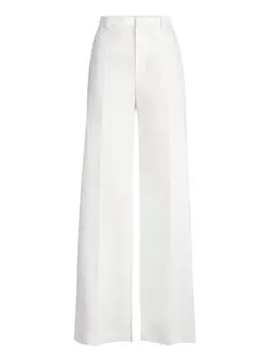 Brunello Cucinelli Cotton And Paper Yarn Flared Trousers - White