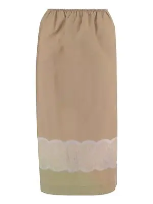 Carven Lace-panel Midi Skirt - Neutrals