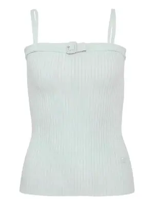 COURREGES Buckle-detail Ribbed-knit Tank Top - Blue
