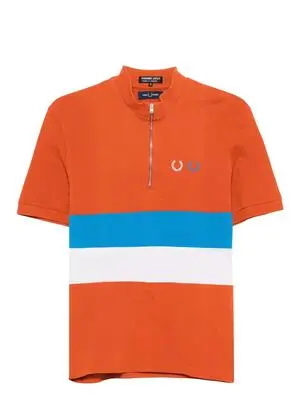 Comme Des Garçons Zip-up Striped Polo Shirt - Orange