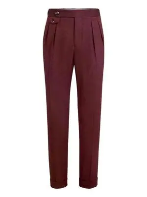 Brunello Cucinelli Linen And Virgin Wool Trousers - Red