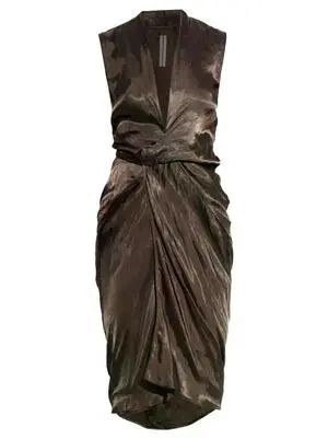 Rick Owens V-neck Draped Dress - Brown
