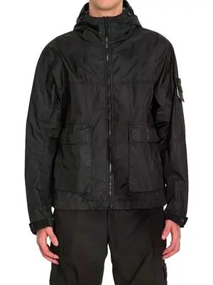 Stone Island Hooded Jacket With Flap Pockets - Black