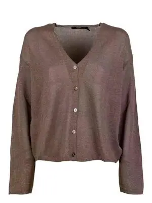 Seventy V-neck Button Cardigan - Brown