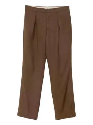 BERWICH Pleated Wool Trousers - Brown