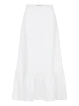 N.peal Linen Skirt With Ruffle Trim - White