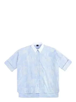 FAY Striped Embroidered Shirt - Blue