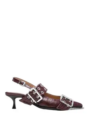 GANNI Buckle-eyelet Pumps - Brown