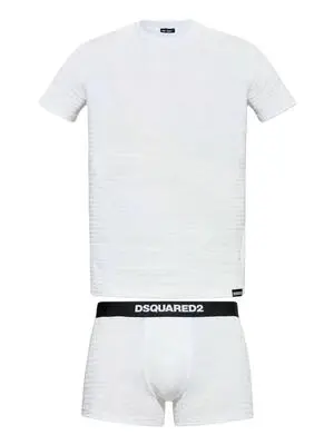 Dsquared2 Logo-print Lounge T-shirt And Boxers Set - White