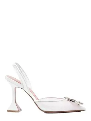 Amina Muaddi Begum Embellished Slingback Pumps - White