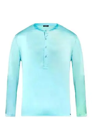 TOM FORD Button-placket Pajama Top - Blue