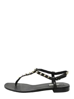 Balenciaga Studded T-bar Sandals - Black