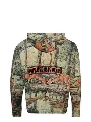 WHO DECIDES WAR BY EV BRAVADO Deer-print Hooded Hoodie - Green