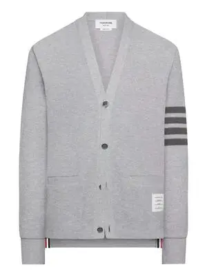 Thom Browne 4-bar Textured Pique Cardigan - Grey