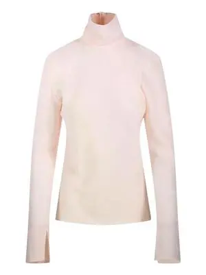 SANDBEIGE Turtleneck Split Cuff Blouse