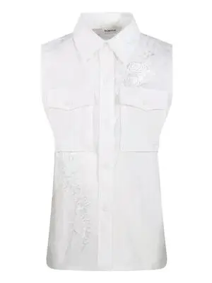P.a.r.o.s.h Embroidered Sleeveless Shirt - White