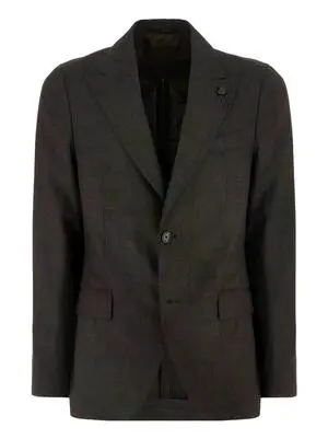 LARDINI Checked Buttoned Suit - Brown