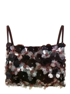 P.a.r.o.s.h Sequined Floral Top - Black