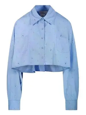 Giuseppe Di Morabito Embellished Cropped Shirt - Blue