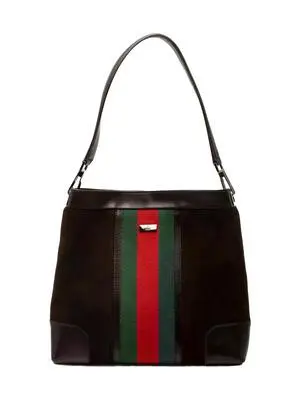 GUCCI 2000-2015 Suede Web Shoulder Bag