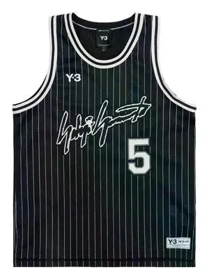 Y3 Striped Sleeveless Basketball Jersey - Black