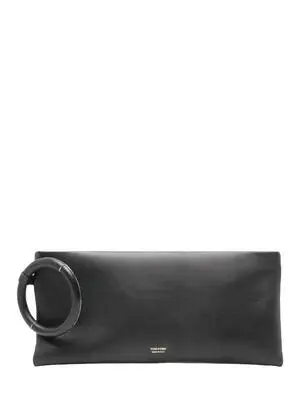 TOM FORD Leather Clutch With Ring Detail - Black