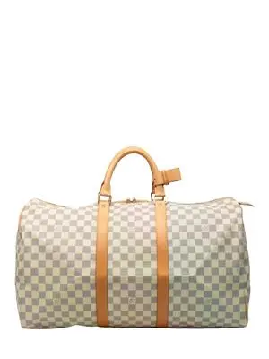 LOUIS VUITTON 2008 Damier Azur Keepall 50 Travel Bag - White