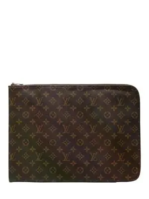 LOUIS VUITTON 1990 Monogram Poche Documents Portfolio Business Bag - Brown