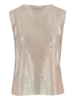 NICCOLO PASQUALETTI Sequinned Sleeveless Top - Neutrals