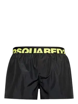 Dsquared2 Logo Elasticated Beach Shorts - Black