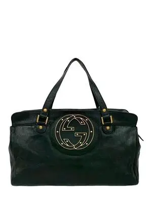 Gucci Studded Leather Interlocking G Blondie Tote Bag - Black