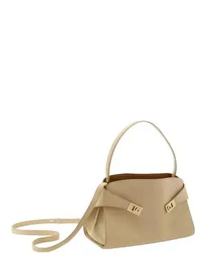 FERRAGAMO Medium Soft Leather Shoulder Bag - Neutrals