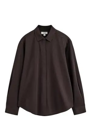 Cos Pima Cotton-blend Jersey Shirt - Brown