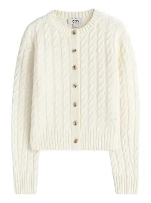 Cos Cable-knit Merino Wool Cardigan - White