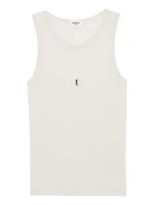 Saint Laurent Cotton Cassandre Tank Top - Nude