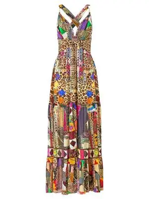 Camilla Tiered Ruffles Maxi Dress - Brown