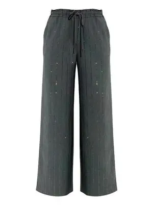 SELF-PORTRAIT Beaded Drawstring Trousers - Grey