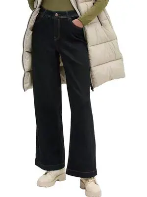 MOS MOSH Dara Contrast-stitch Jeans - Blue
