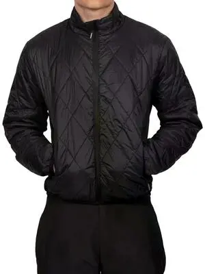 PODHIO Quilted High Neck Zip-up Jacket - Black