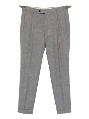 BERWICH Pleated Trousers With Cuffed Hem - Grey