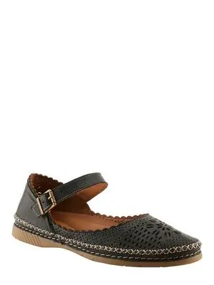 SPRING STEP SHOES Zabelle Leather Mary Jane Flat - Black